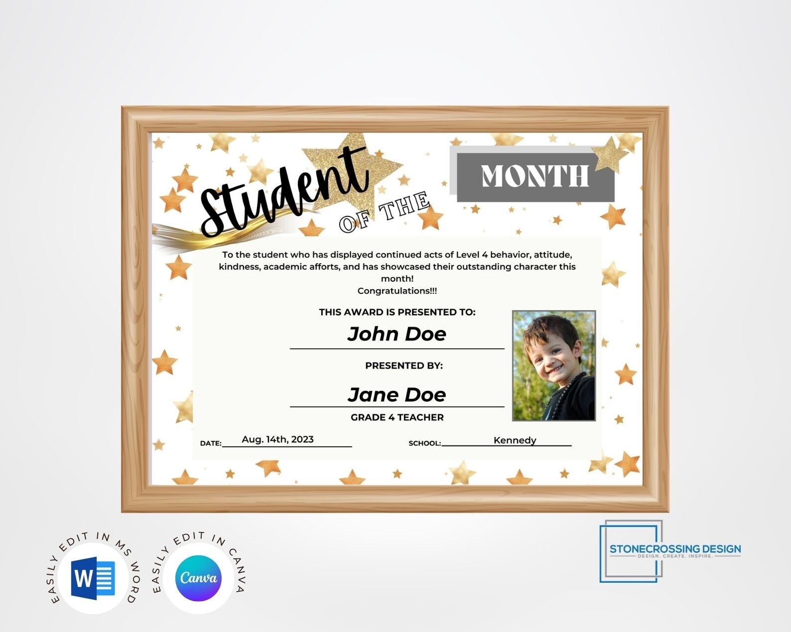 Editable Student of the Month Certificate Template. Student Certificate ...