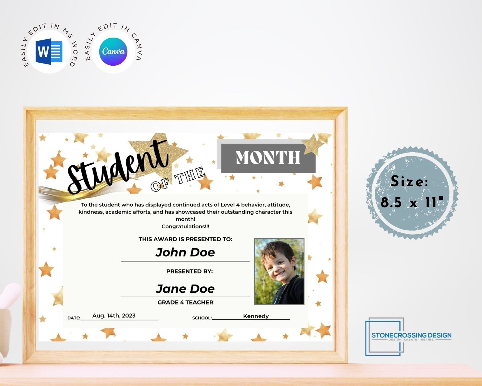 Editable Student of the Month Certificate Template. Student Certificate ...