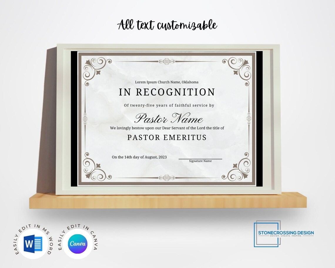 Editable Certificate of Recognition. Editable With Canva or Microsoft ...