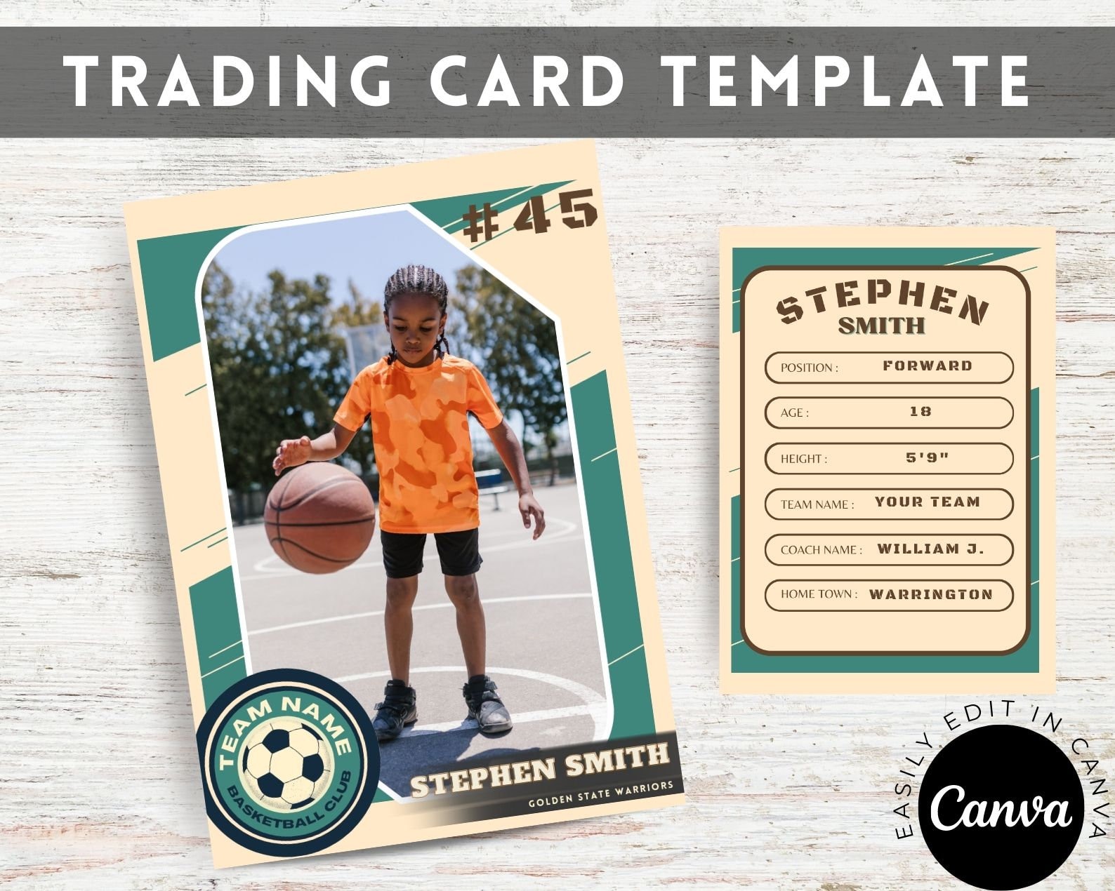 Basketball Trading Card Template Trading Card Template - Etsy