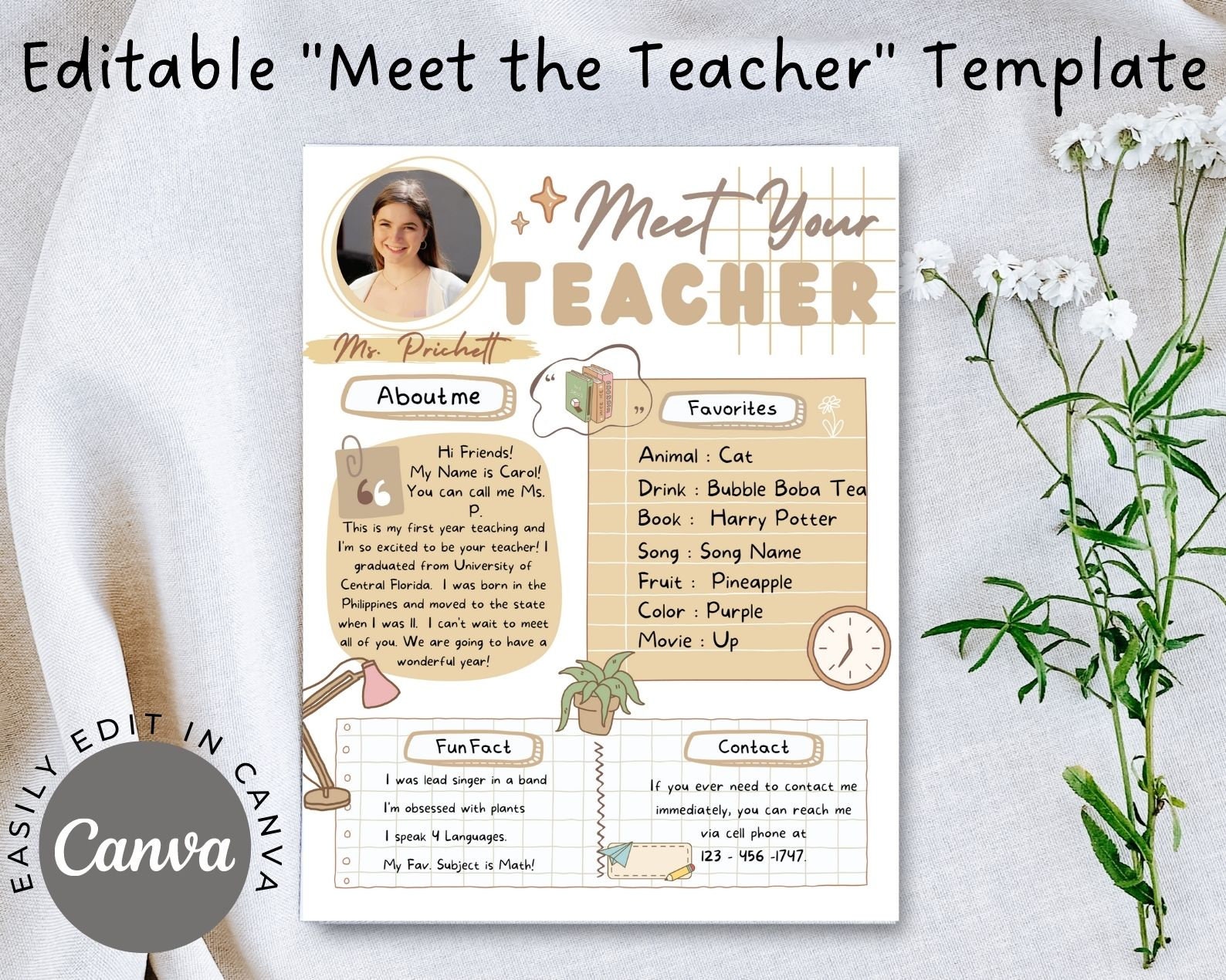Editable Template for Meet the Teacher. Welcome Letter to School. First ...