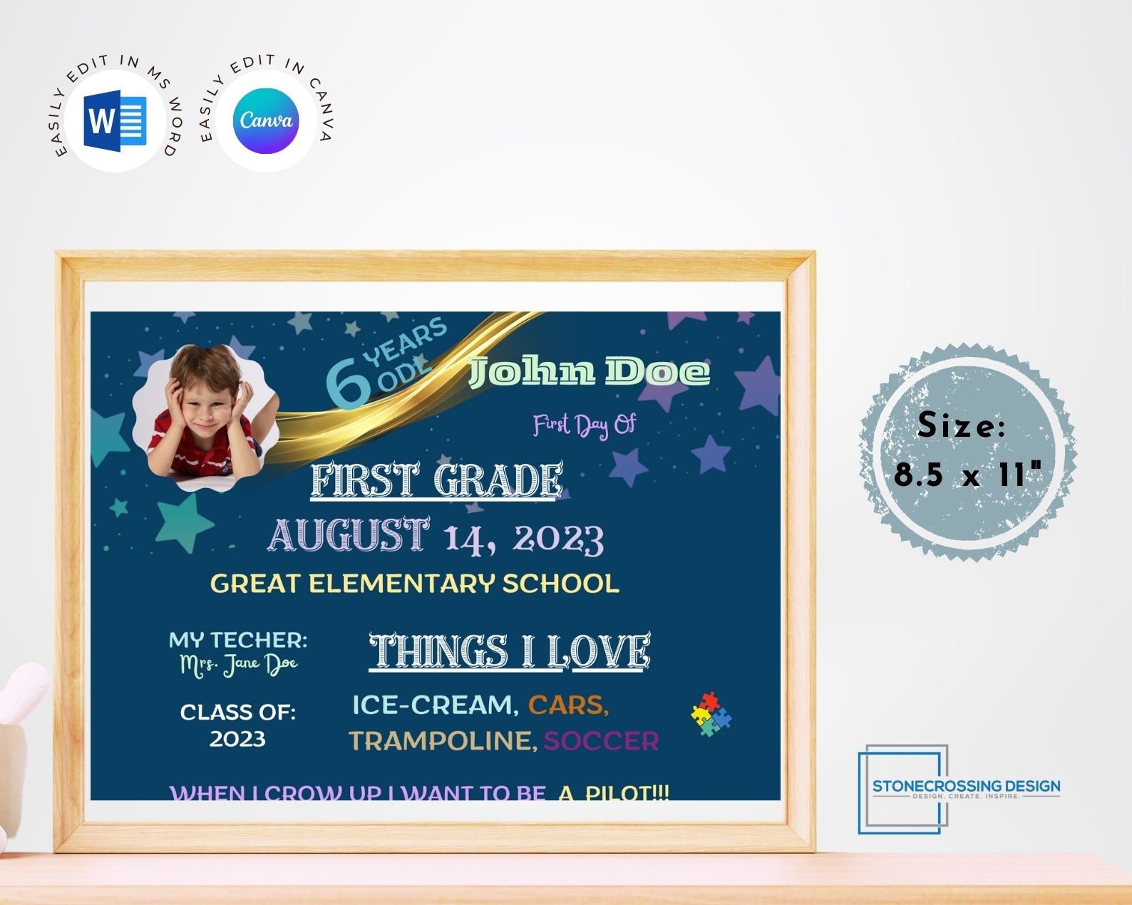 Editable First Day of School Template. School Certificate. Printable ...
