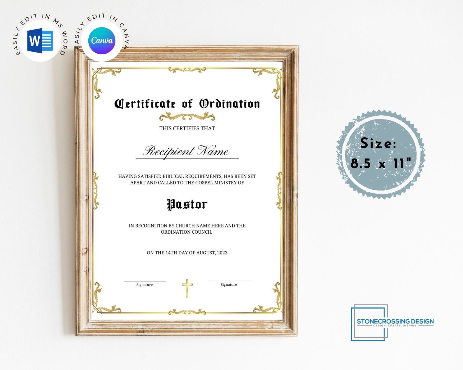 Editable Certificate of Ordination Template. Ordained Minister ...