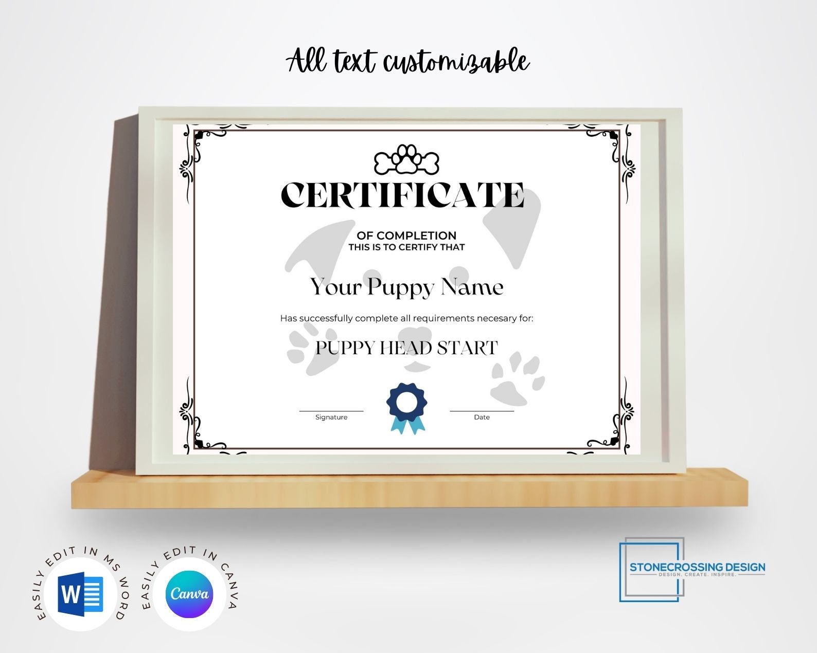 Editable Certificate of Completion Template. Award Template. Printable ...