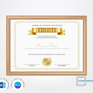 Editable Fashion Designing Certificate. Showcase Your Creative Style ...