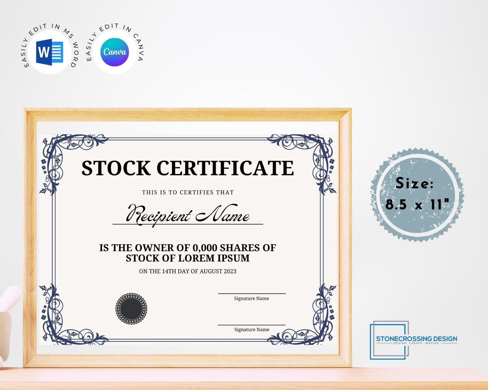 Stock Certificate Template Microsoft Word