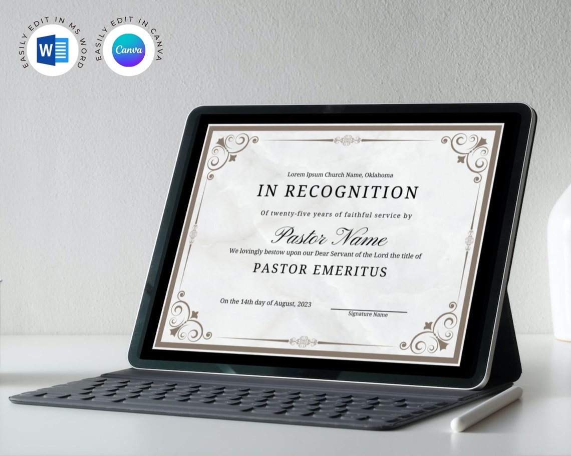 Editable Certificate of Recognition. Editable With Canva or Microsoft ...