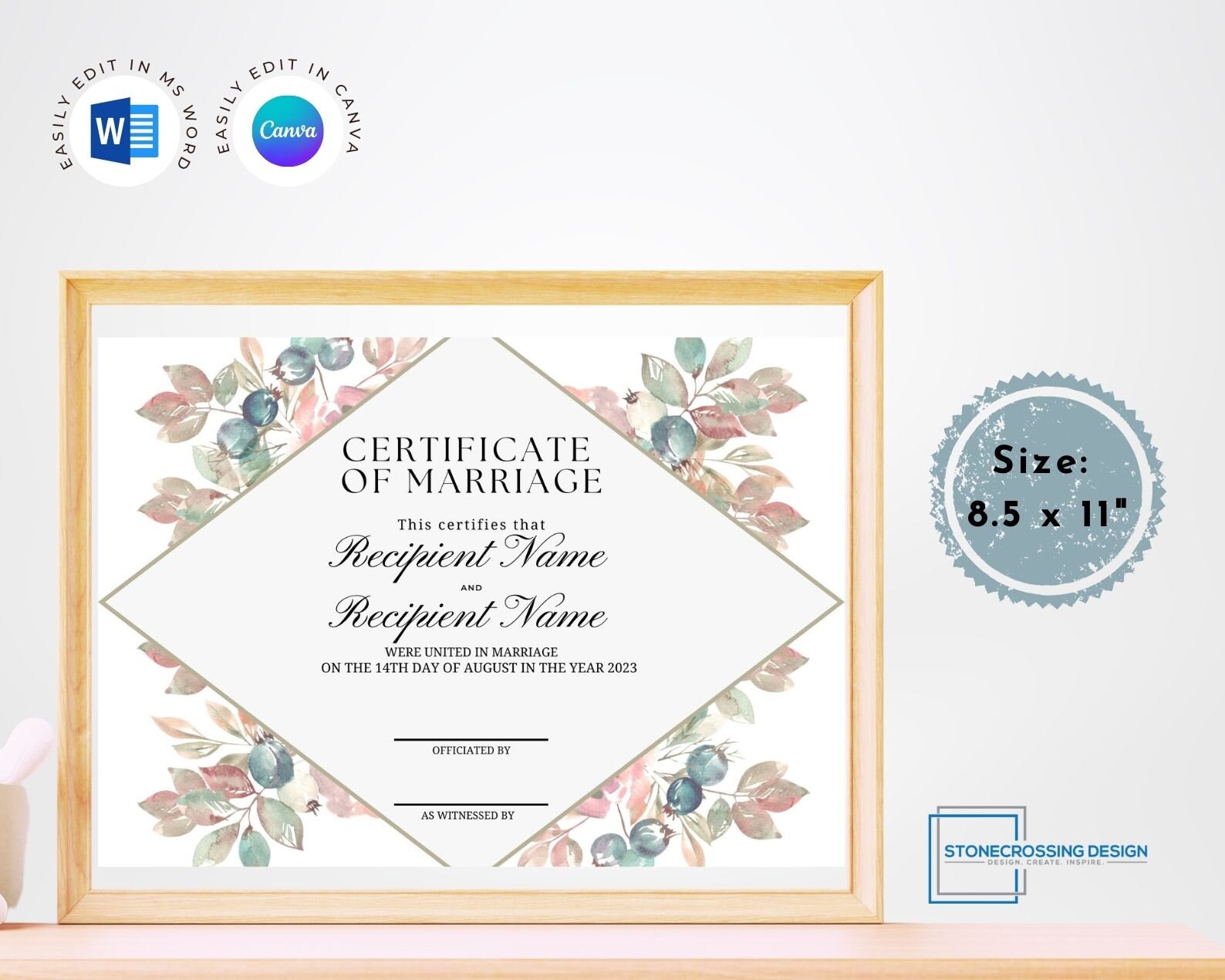 Editable Certificate of Marriage Template. Marriage License. Printable ...