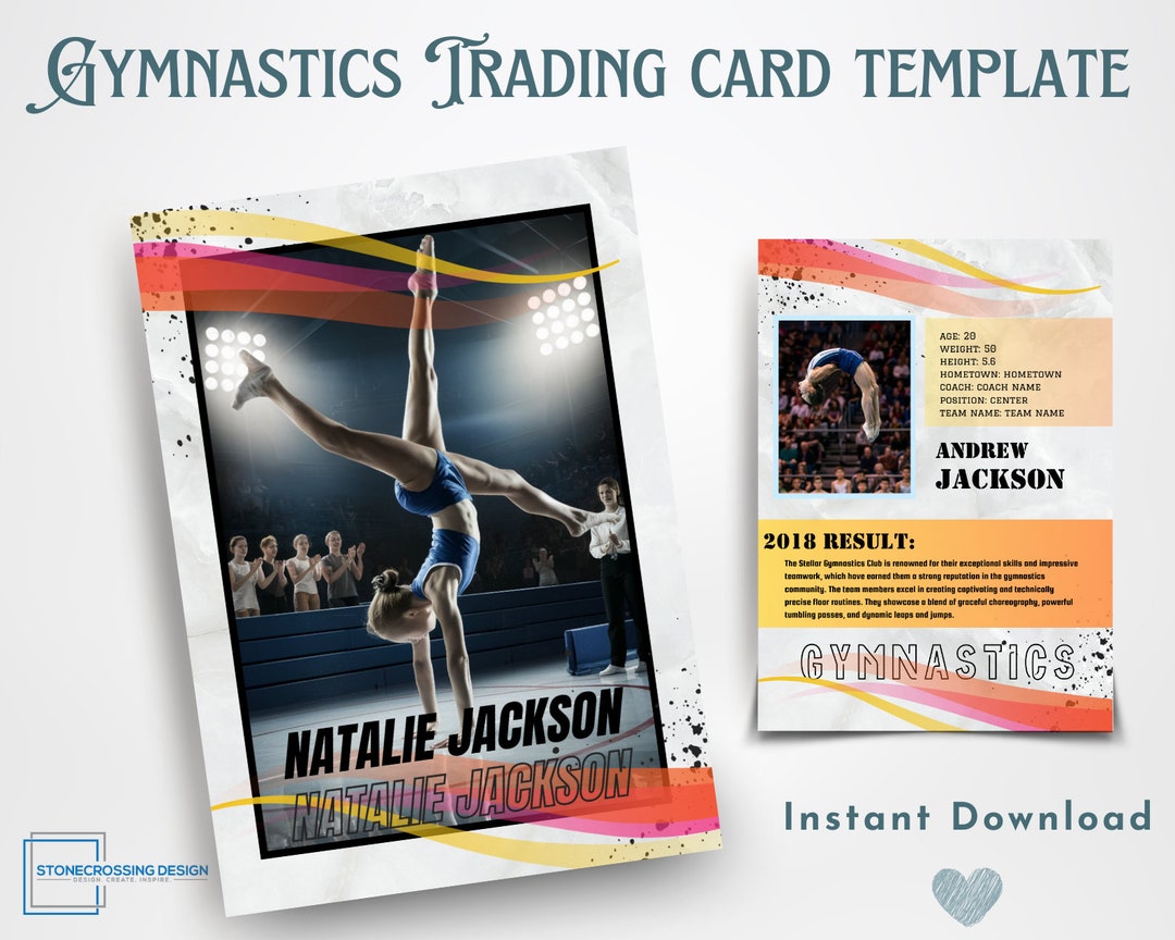 Girls Gymnastics Trading Card Template | Trading Card Template | Canva ...