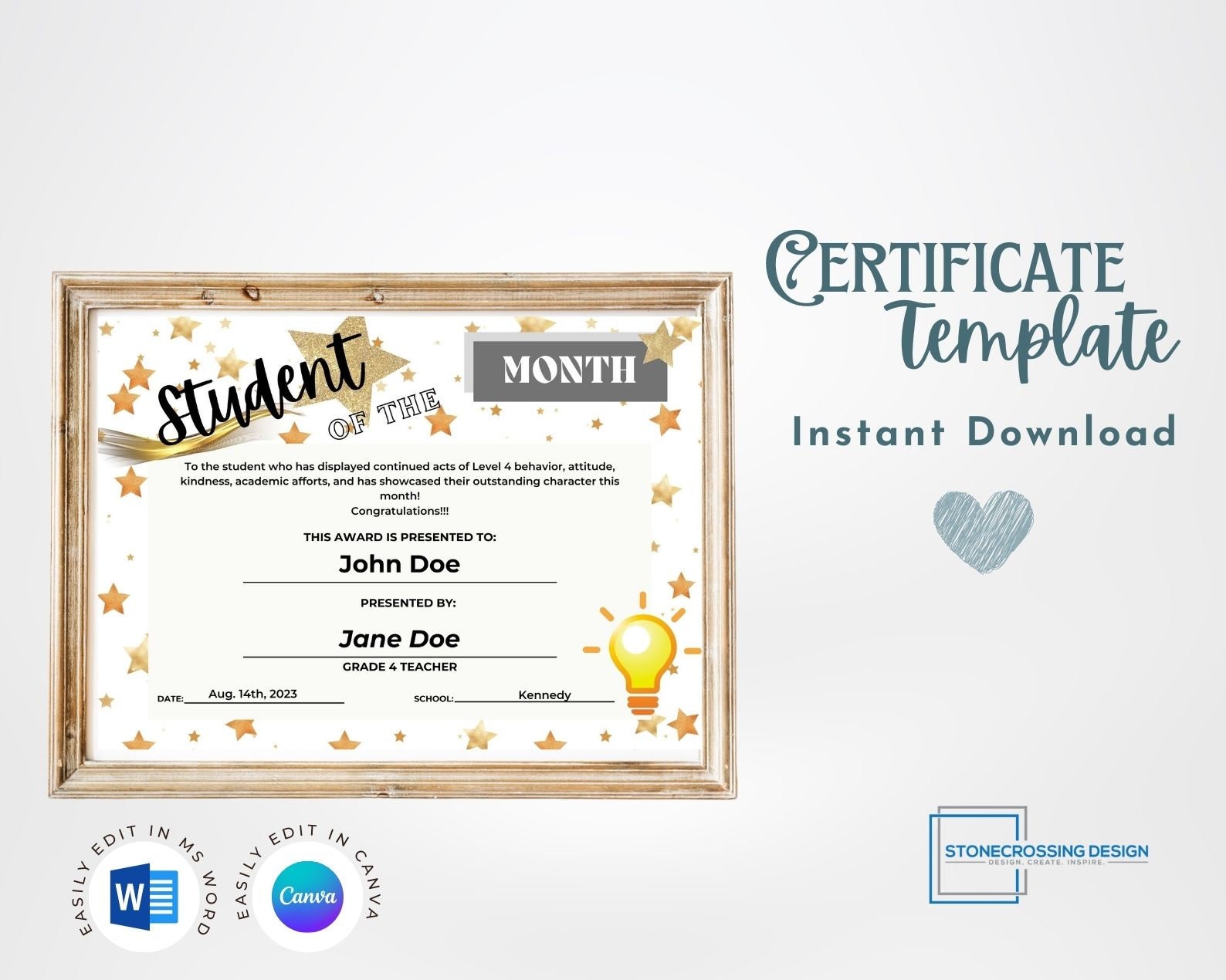 Free Printable Student Of The Month Certificate Templates
