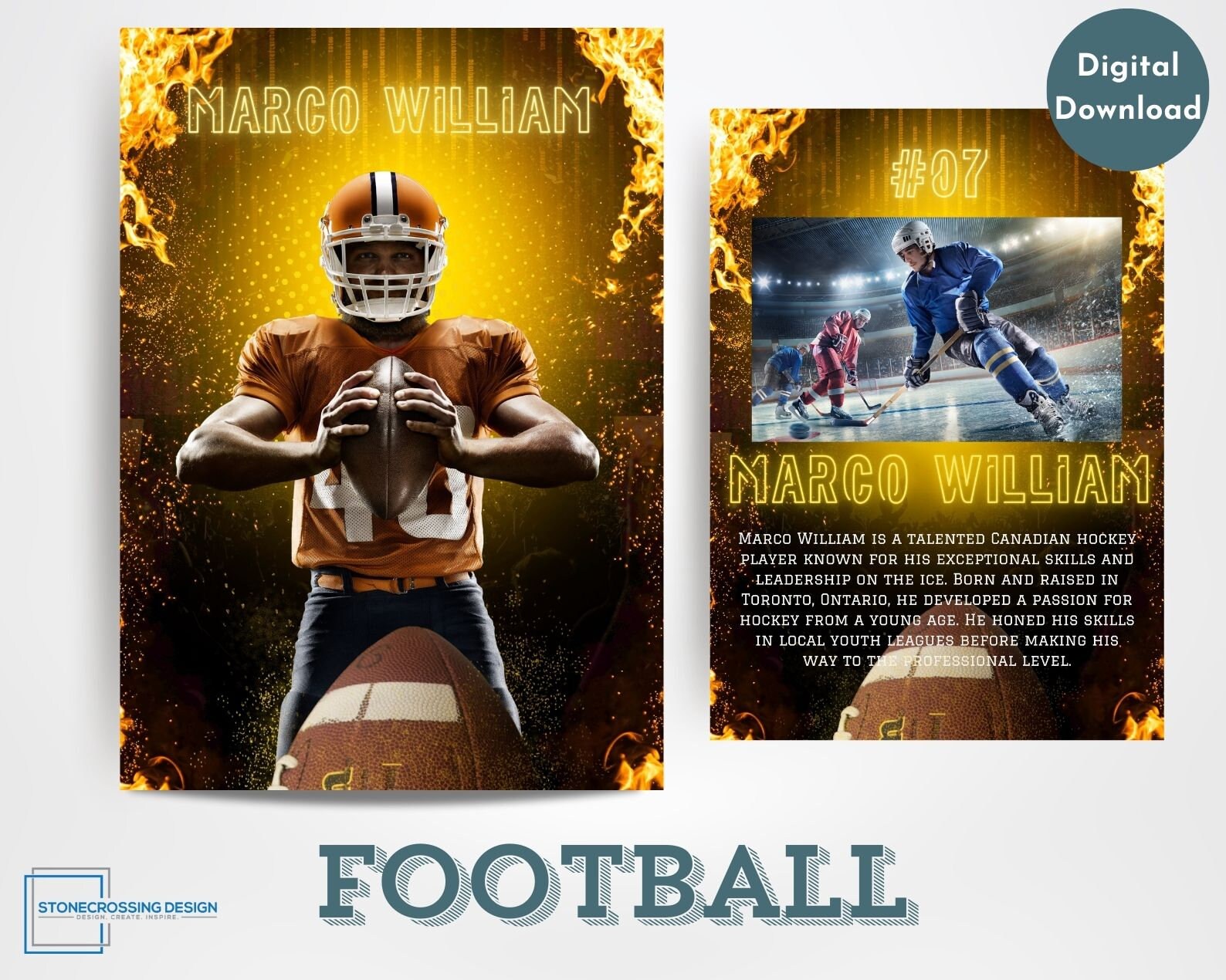 Football Trading Card Template Trading Card Template Canva Template ...