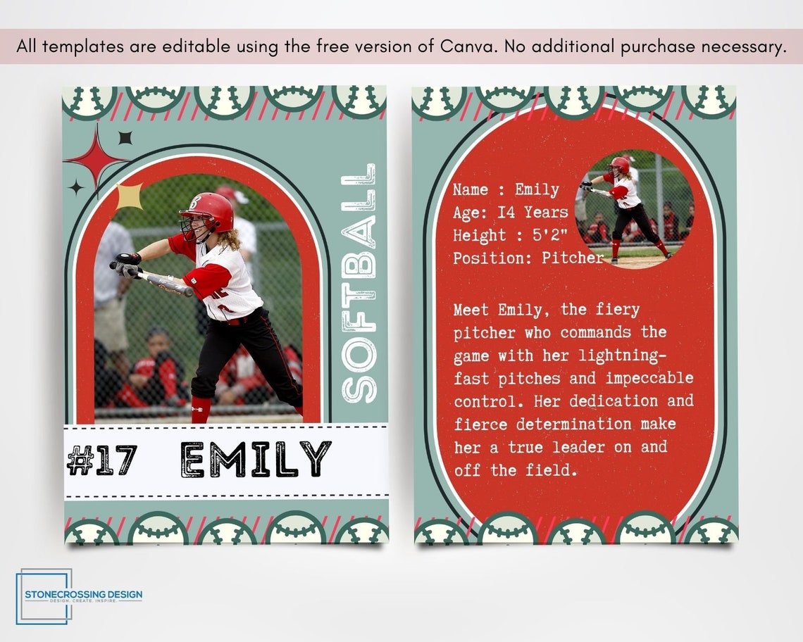 Softball Trading Card Template | Trading Card Template | Canva Template ...