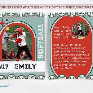 Softball Trading Card Template | Trading Card Template | Canva Template ...