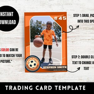 Basketball Trading Card Template Trading Card Template - Etsy