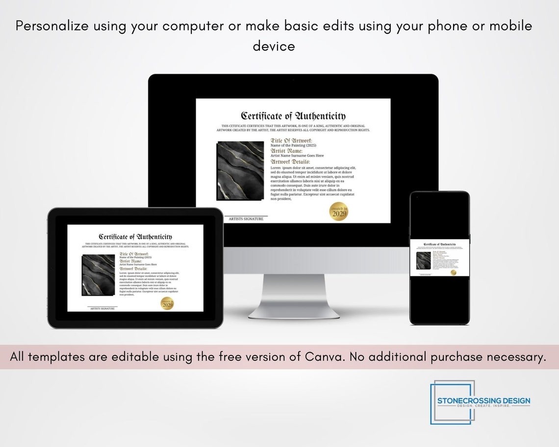 Editable Certificate of Authenticity Template. Authenticity Certificate ...