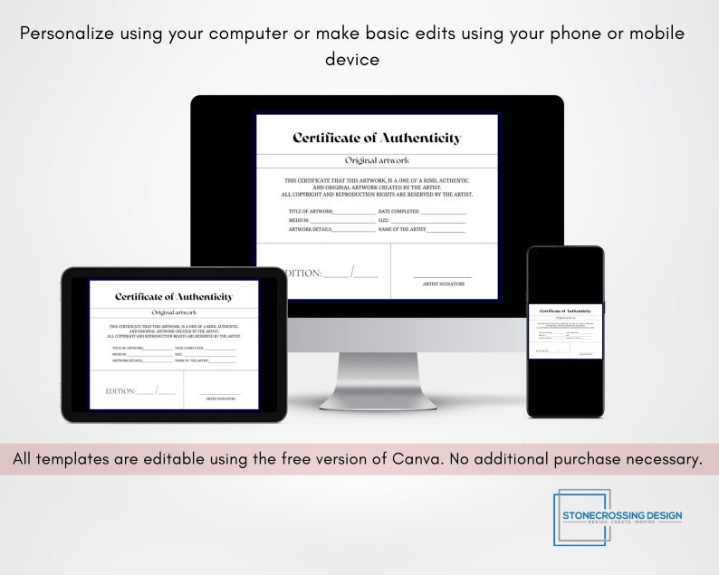 Editable Certificate of Authenticity Template. Authenticity Certificate ...