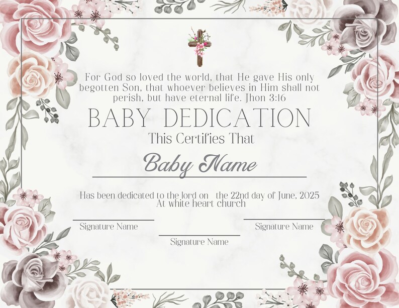 Editable Baby Dedication Template. Baptism. Printable - Etsy