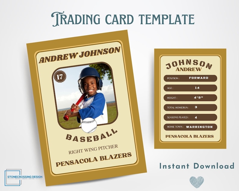 Baseball Trading Card Template Trading Card Template Canva - Etsy