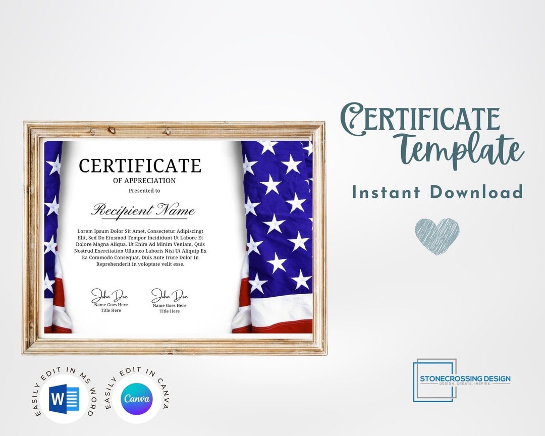 Editable Certificate of Appreciation. Award Template. Printable ...