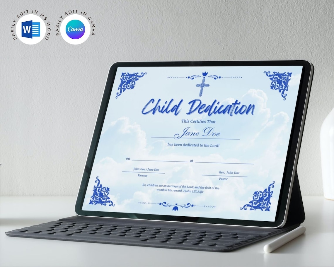 Editable Certificate of Child Dedication Template. Child Dedication ...