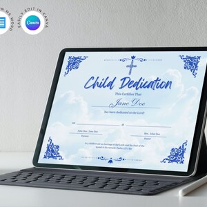 Editable Certificate of Child Dedication Template. Child Dedication ...