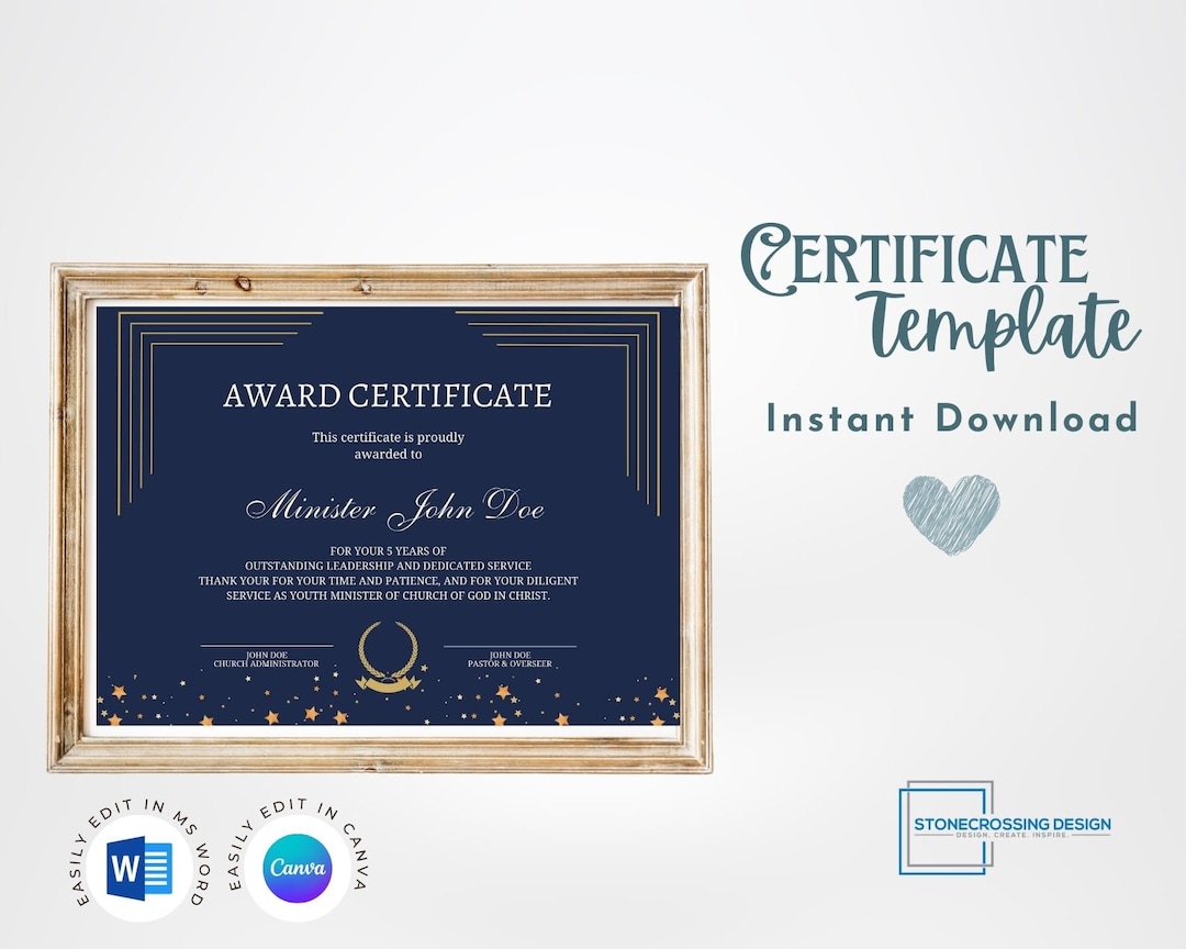 Editable Award Certificate. Recognizing Excellence and Achievement ...