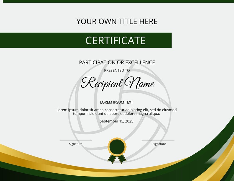 Editable Volleyball Sports Certificate Template With Photo. - Etsy