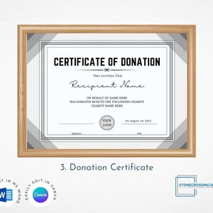 Editable Community Service Recognition Bundle Certificates: Donation ...
