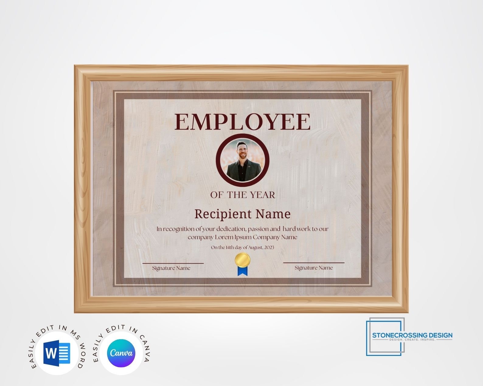Editable Employee of the Year Certificate Template. Award Template ...