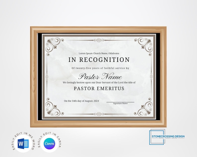 Editable Certificate of Recognition. Editable With Canva or Microsoft ...