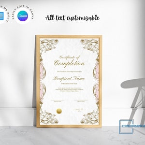 Editable Certificate of Completion Template. Award Template. Printable ...