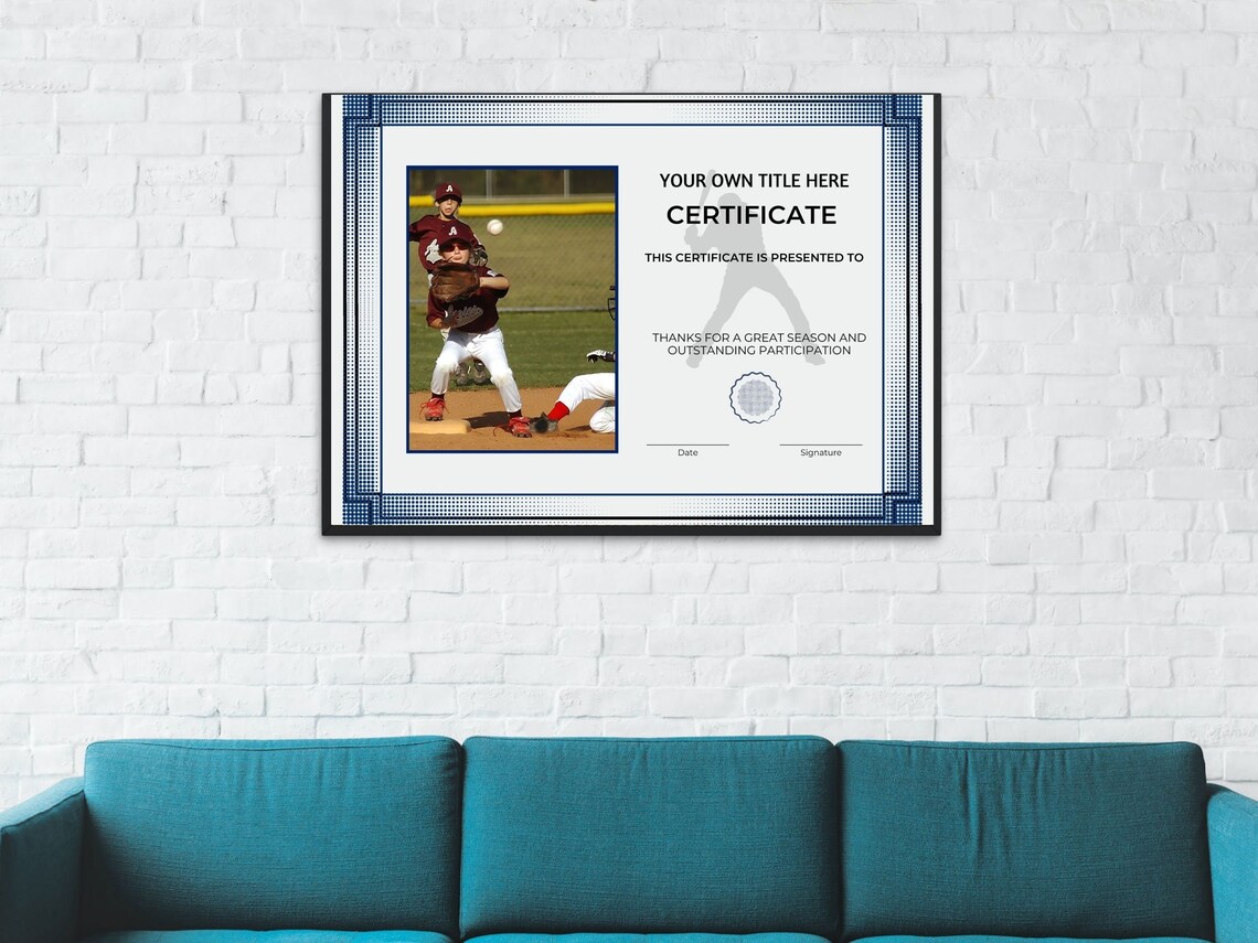 Editable Baseball Sports Certificate Template With Photo. - Etsy
