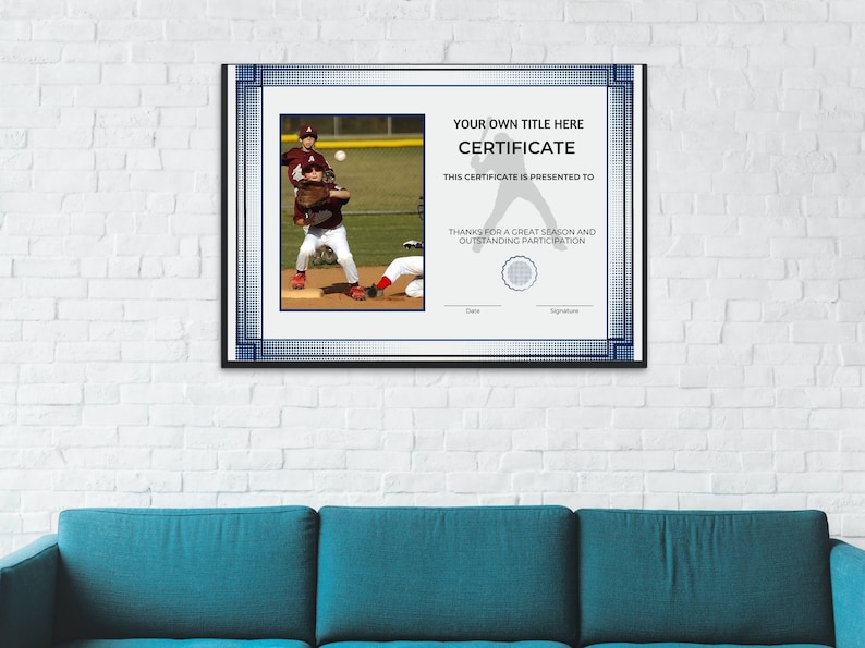 Editable Baseball Sports Certificate Template With Photo. - Etsy