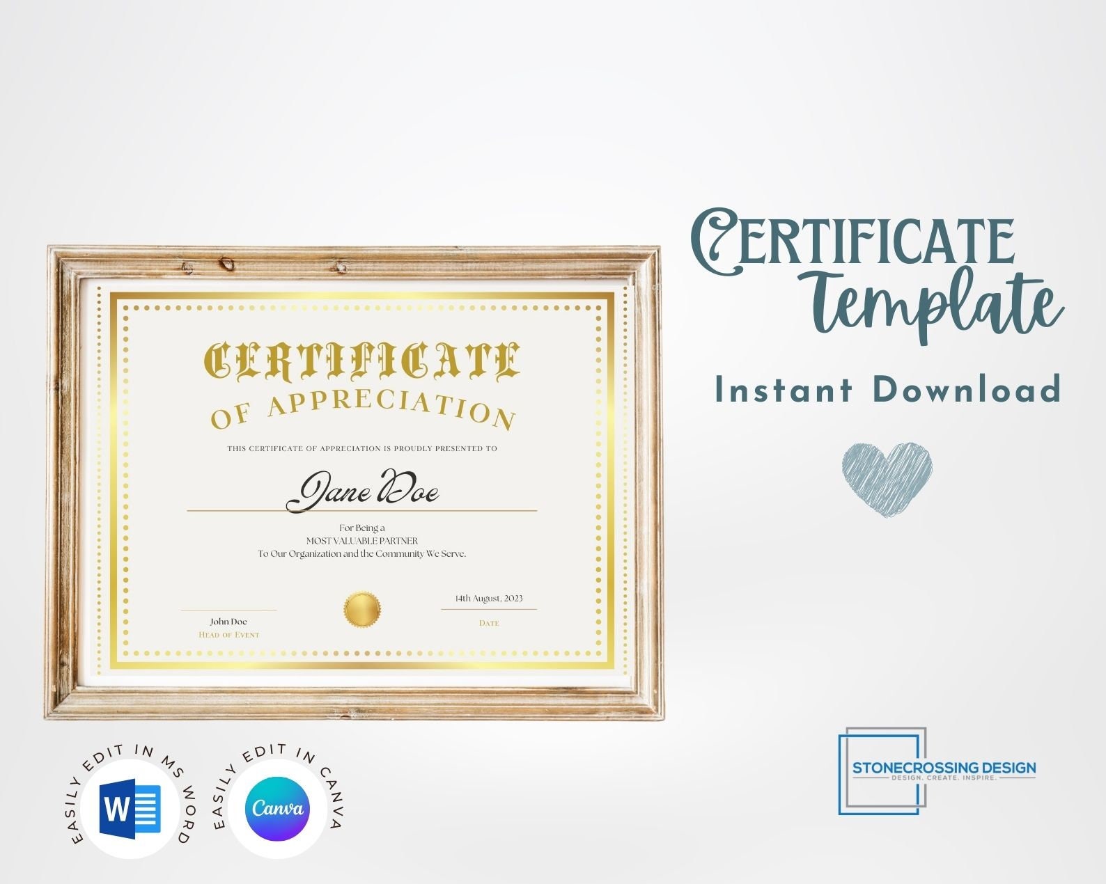 Editable Certificate of Appreciation Template. Award Template ...