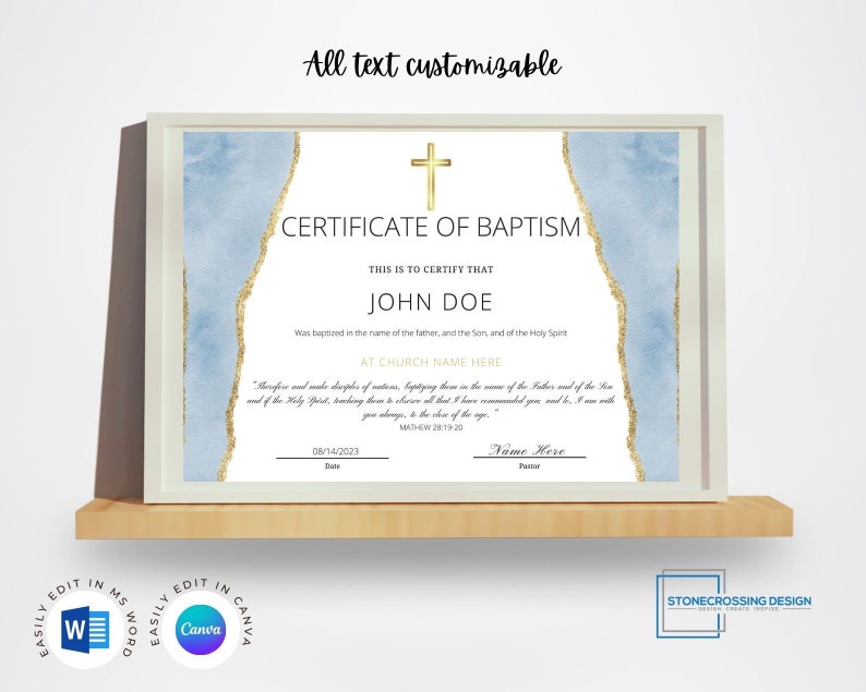Editable Certificate of Baptism. Celebrating a Sacred Milestone ...