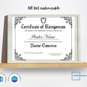 Editable Certificate of Recognition Template. Award Template. Printable ...