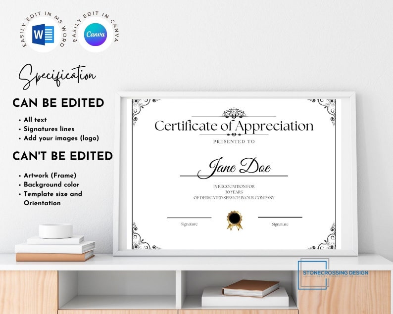 Editable Certificate of Appreciation Template. Award Template ...
