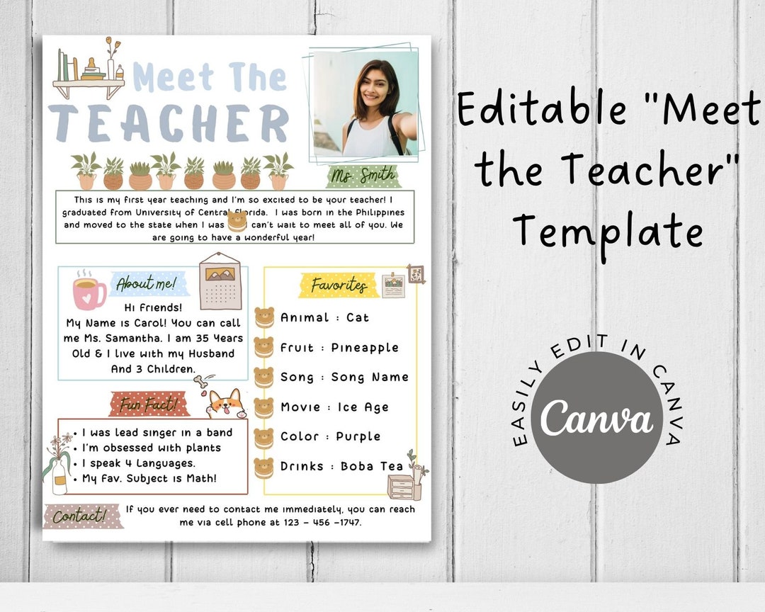 Editable Template for Meet the Teacher. Welcome Letter to School. First ...
