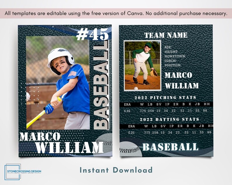 Baseball Trading Card Template Trading Card Template Canva - Etsy