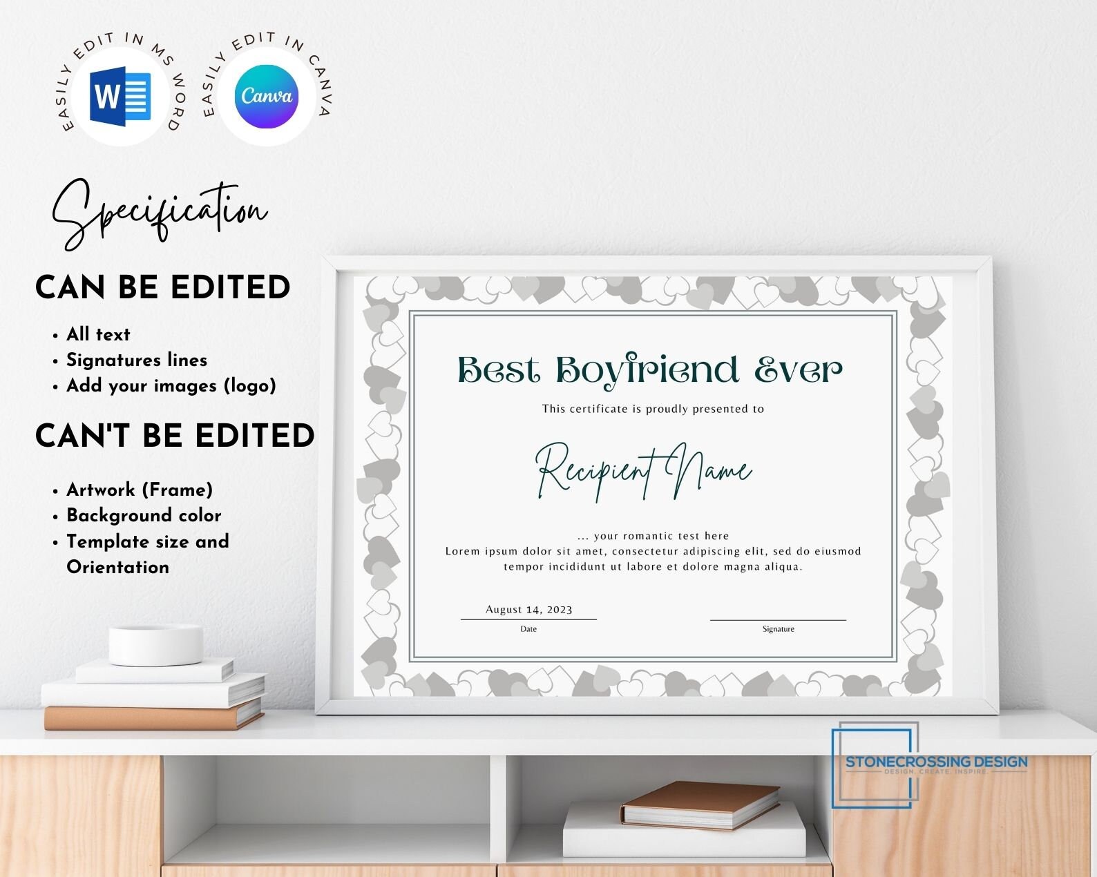 Editable Certificate of Best Boyfriend. Celebrate Your Amazing Partner ...