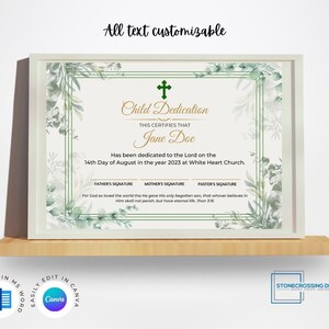 Editable Certificate of Child Dedication Template. Child Dedication ...