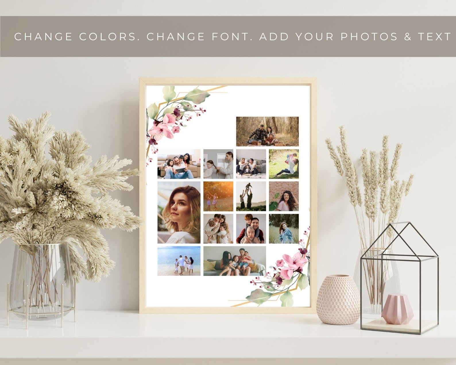 Celebration of Life, Minimalist Funeral Photo Collage Set for Men or ...