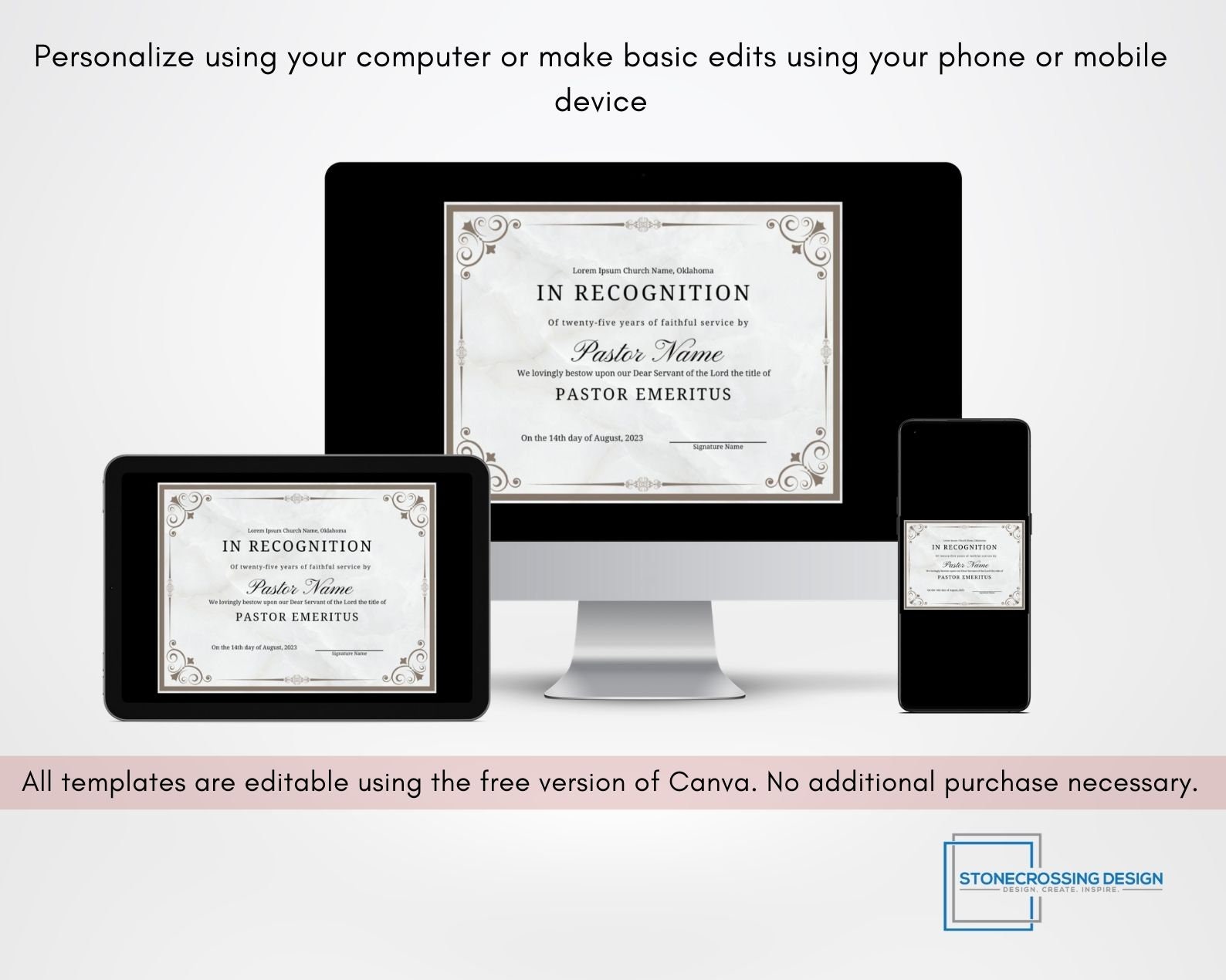 Editable Certificate of Recognition. Editable With Canva or Microsoft ...