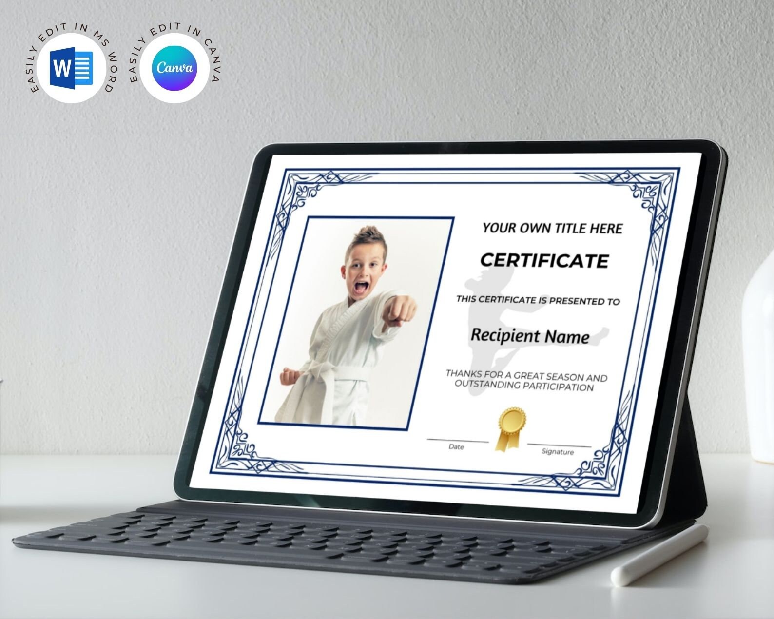 Editable Karate Martial Arts Certificate Template With Photo. - Etsy