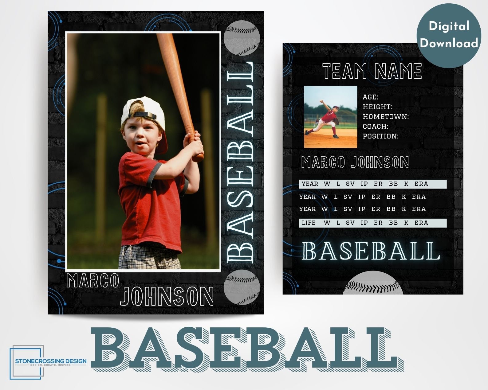 Baseball Trading Card Template | Trading Card Template | Canva Template ...