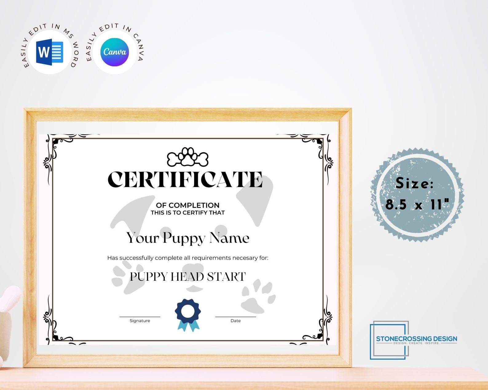 Editable Certificate of Completion Template. Award Template. Printable ...