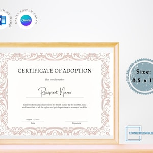 Editable Certificate of Adoption Template. Adoption Certificate ...