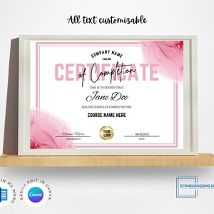 Editable Certificate of Completion Template. Award Template. Printable ...