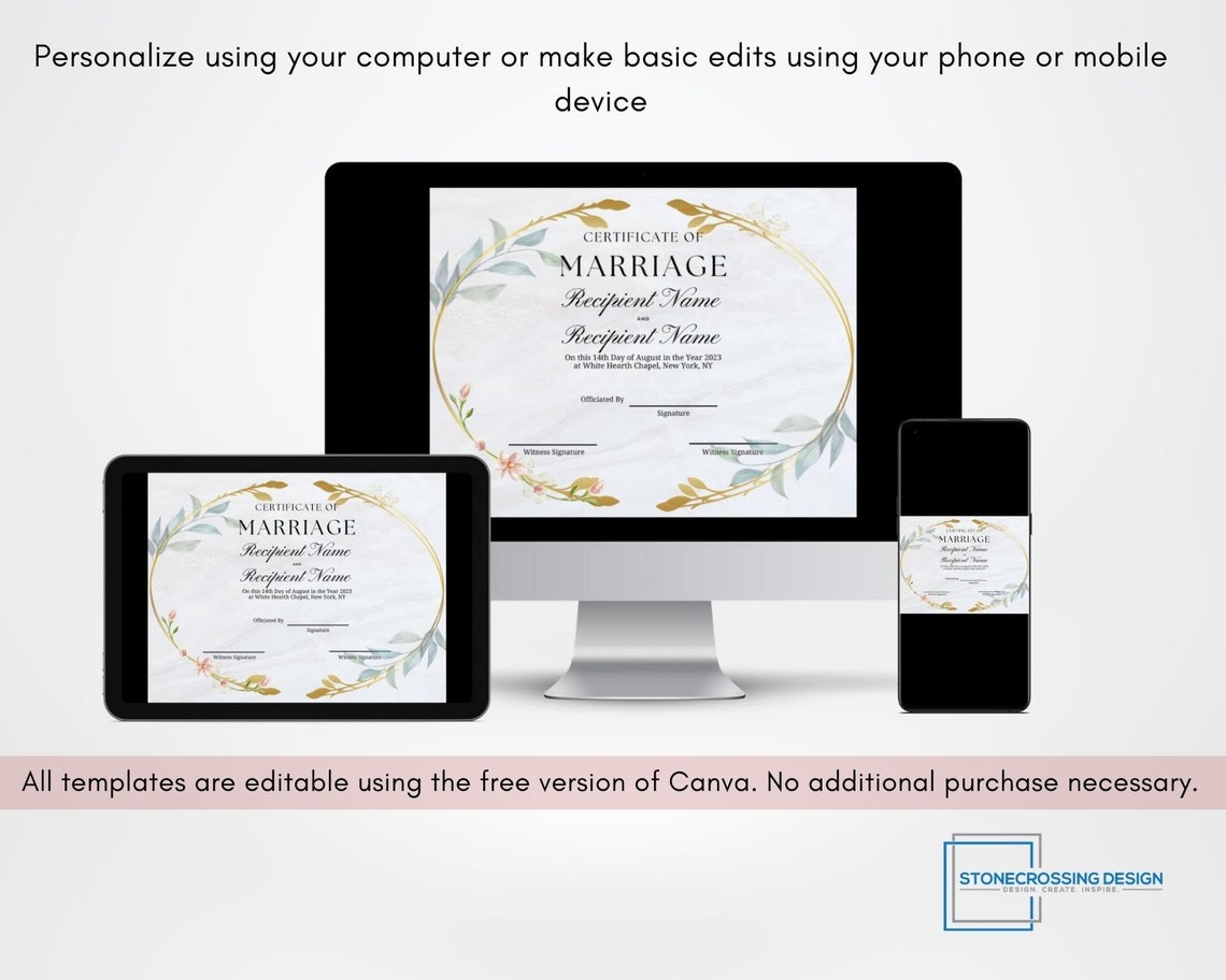 Editable Certificate of Marriage Template. Marriage License. Printable ...