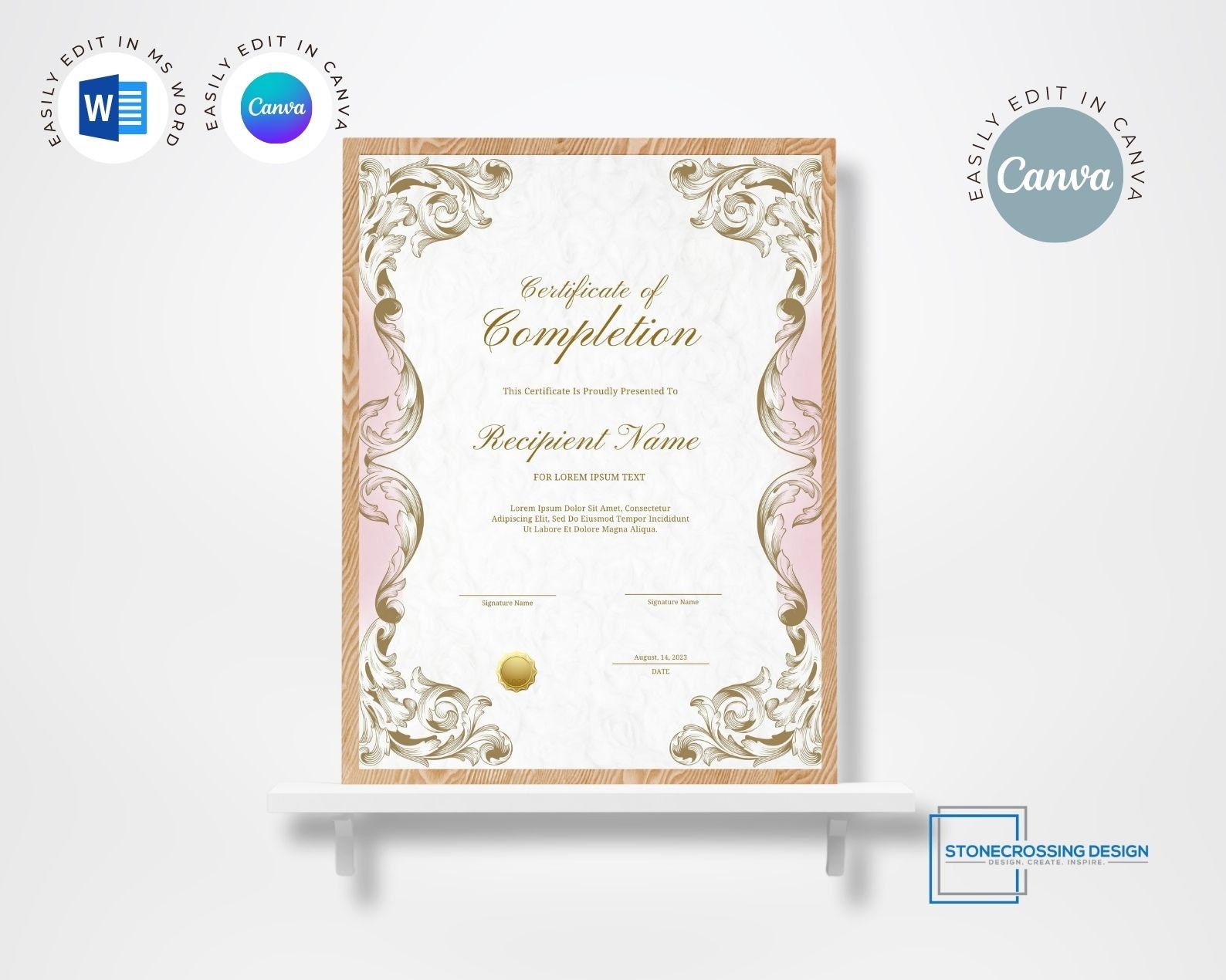 Editable Certificate of Completion Template. Award Template. - Etsy